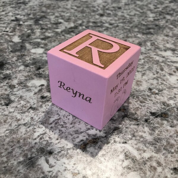 Baby Keepsake Block for Baby Girl, Baby Boy, Pink, Blue, Natural ...
