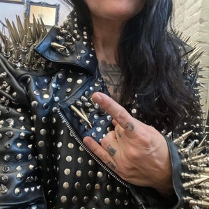 Men's Gothic Pyramid Black Studs Real Leather Punk Patches Handmade ...