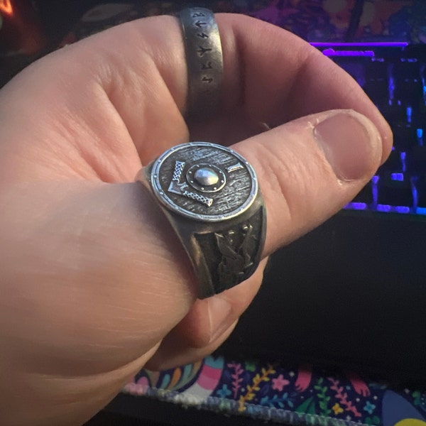 Nordic Signet Viking Shield Ring Tiwaz Rune Norse Pagan Jewelry - Etsy