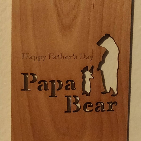 Happy Father's Day Papa Bear Wood Card [personalized Gifts for Dad ...