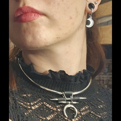 Spike Chain Choker Necklace Gothic Jewelry Spike Necklace Emo Jewelry ...