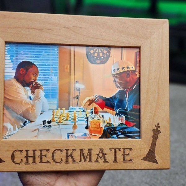 Checkmate Chess Pieces Engraved Wood Photo Frame for Chess Gifts for ...