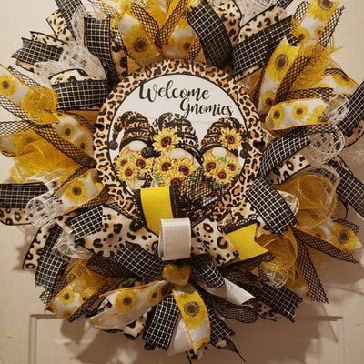 Welcome Fall Gnome Leopard Print Sign Wreath Sign Wreath Supplies ...