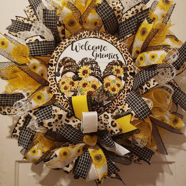 Welcome Fall Gnome Leopard Print Sign - Wreath Sign - Wreath Supplies ...