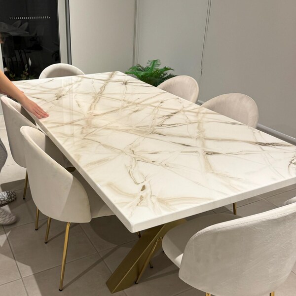 Bespoke Oval Dining Table, Epoxy Resin Art, Black and Gold Cloudy ...