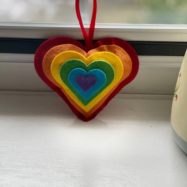 Make Your Own Rainbow Hanging Heart Kit. Felt Kit. Felt Decoration ...
