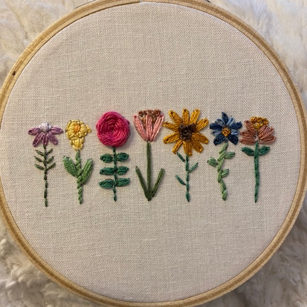 Flower Embroidery Pattern, Coneflower, Calla Lily, Rose, Tulip, Sunflower, Columbine, Lily ...