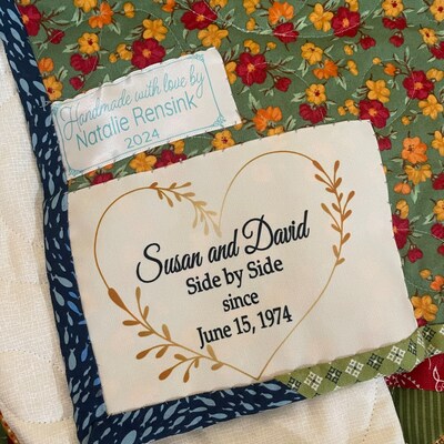 Quilt Label , Personalized Blanket Label, Sew on Quilt Tag Ribbon - Etsy