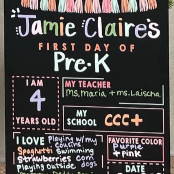 First Day or School Chalkboard Sign, Back to School Sign, Reusable ...