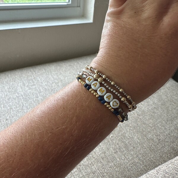 Custom Word Bracelet, Name Word Bracelet, Personalized Bracelet, Beaded ...