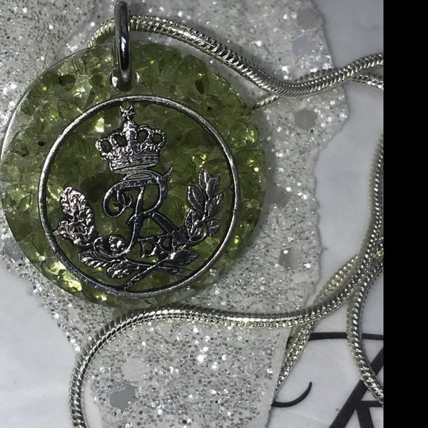 Denmark 25 Ore Coin Pendant Danish Danmark Necklace Initial R Viking ...