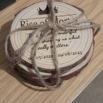 Personalised Rustic Wood Coasters Wood Slice Coaster Beer Mat Rustic ...
