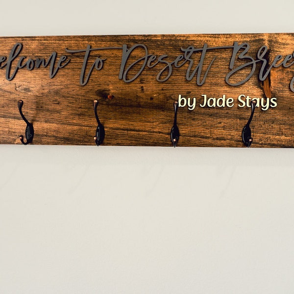 Custom Welcome Coat Rack Wall Mount W 3D Raised Lettering Personalized ...