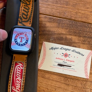 Baseball Glove Leather Watch Band With PATCH rawlings, Wilson, Etc ...