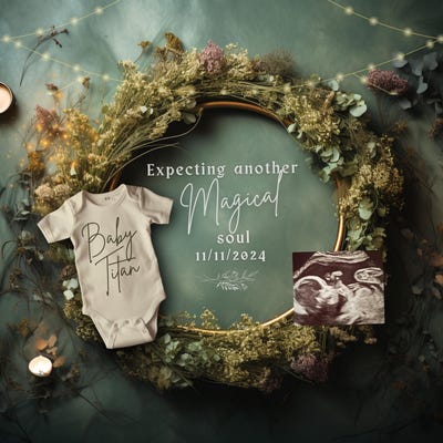 Digital Flower Pregnancy Announcement, Gender Neutral Baby Announcment ...