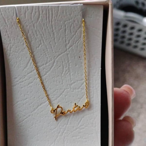 14k Solid Gold Name Necklace, Gold Diamond Name Necklace, Personalized ...