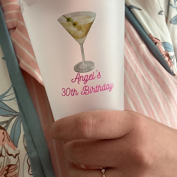 Personalized Frosted Party Cups With Cocktail Icons | Custom Stadium ...