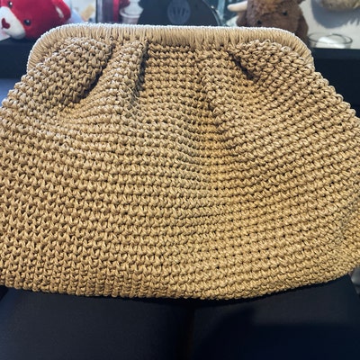 Small Raffia Beige Clutch Bag for Women Straw Knitted Raffia Bag Pouch ...