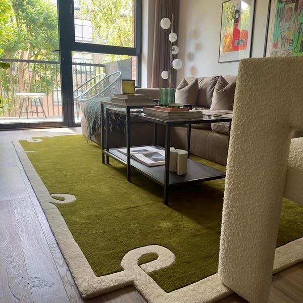 Hand Tufted Green Rug Modern High Low Rug Pebble Rug Multi Colored Rug ...