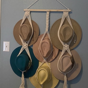 Macrame Hat Holder, Wall Hanger for Hat, Macrame Storage, Boho ...