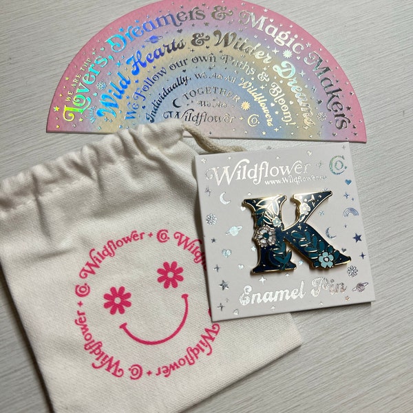 Botanical Letter Enamel Pin - Personalize With Your Initial or Monogram ...