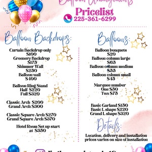 Sweet Treats PRICE LIST Template, Canva Editable Super Easy, Heart ...