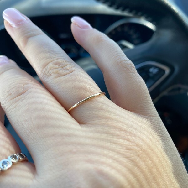 Thin Smooth Stacking Ring in Sterling Silver or Gold Filled 1mm - Etsy