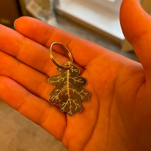 Personalised Oak Leaf Dog ID Name Tag in Brass - Etsy