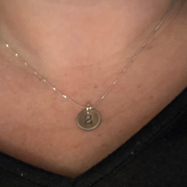 Silver Number Necklace | Jersey Number Silver Charm | Rustic Charm ...