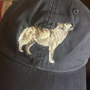 Wolf Embroidered Hat, Baseball Cap, Gray Wolf, Grey Wolf, Howling ...