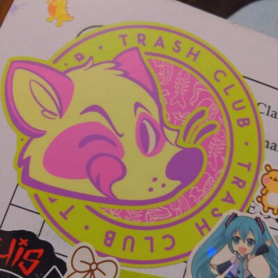 Trash Club Raccoon Cartoon Vinyl Sticker - Etsy