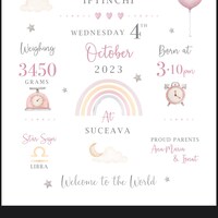 New Baby Personalised Print Birth Details Gift Keepsake - Etsy UK
