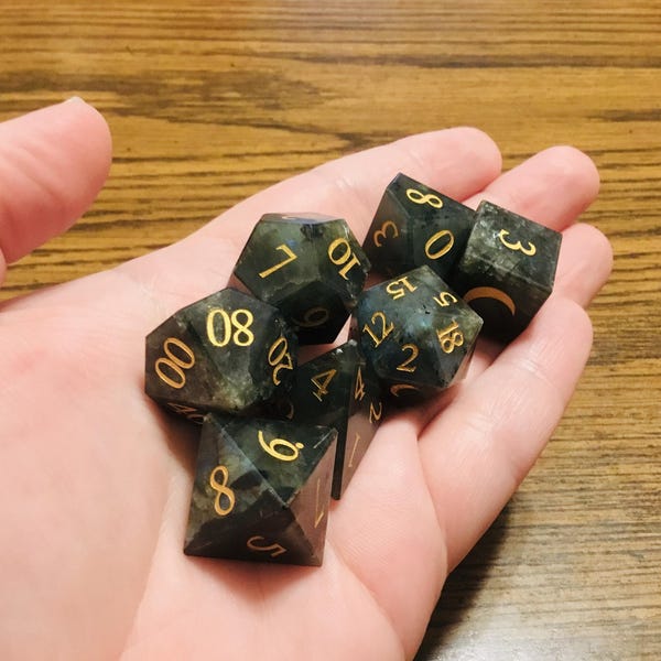Natural Stone Dnd Full Dice Set Tiger Eye Dnd Dice Set Sorcerer ...