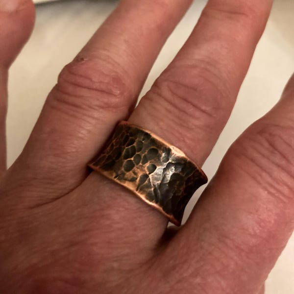 Wide Copper Ring, Mens Copper Ring, Hammered Copper Ring, Viking Style ...