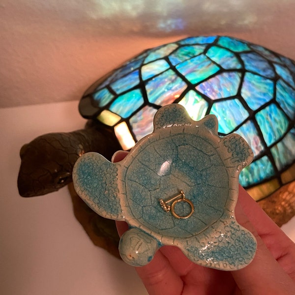 Handmade Turtle Spoon Rest With Unique Blue Shell Pattern Glaze - Ocean ...