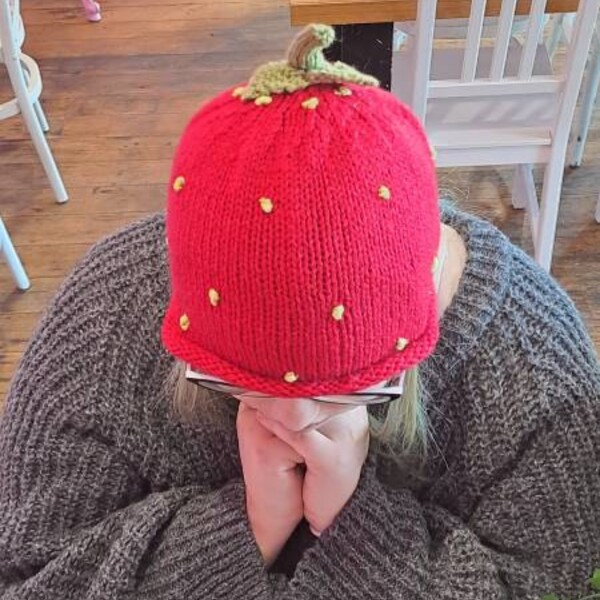MATCHING PAIR - Hand Knitted Strawberry Cat Hat With Matching Hat for ...