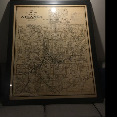 Map of Atlanta, Old Map Restored, Archival Fine Print, Vintage Map ...