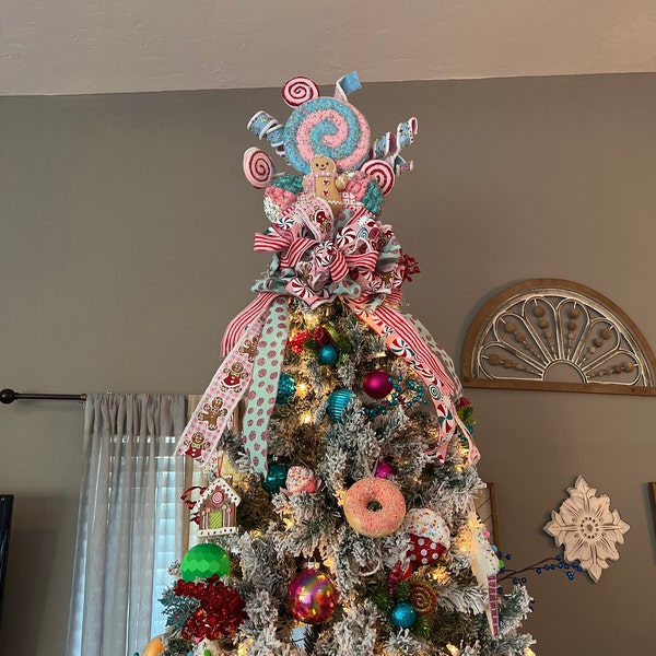 Candyland, Christmas Candy Tree Topper, Christmas Tree Topper, Whimsy ...