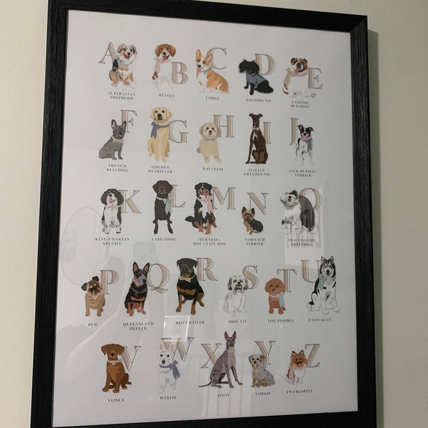 Dog Alphabet Art for Boho Nursery Digital Download Gender Neutral ...