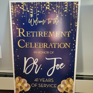 Retirement Party Welcome Sign, Black Gold Decor, Retirement Dinner ...