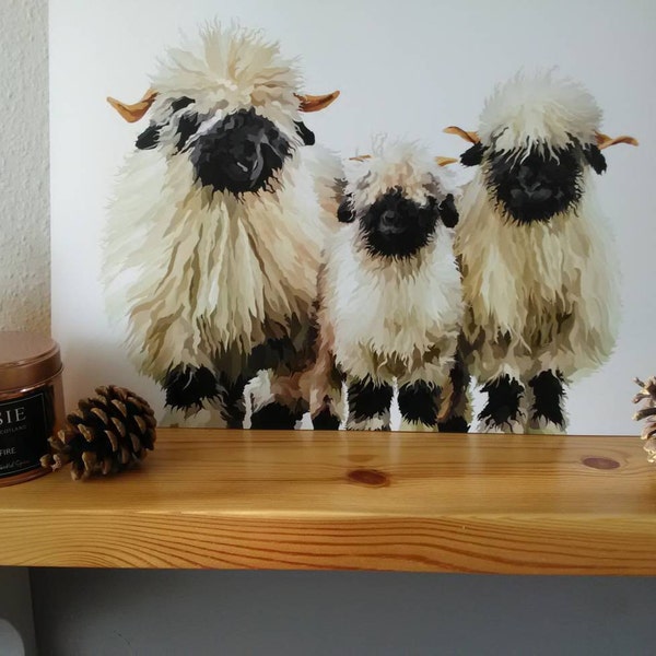 Valais Blacknose Sheep Painting - Valais Blacknose Sheep Art Print ...