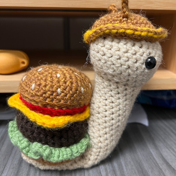 Burger Snail Crochet Pattern Amigurumi, Snail Stuffed Animal Plush Toy ...