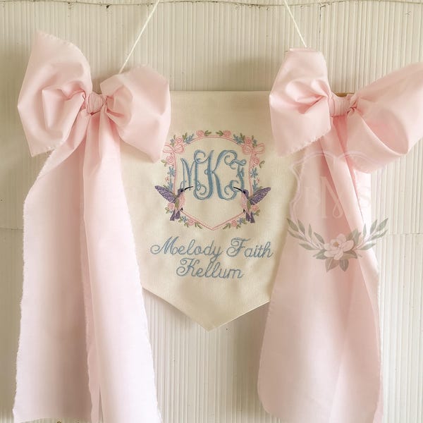 Preppy Hummingbird Crest Grandmillennial Embroidery Design, Digital ...