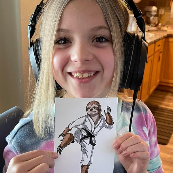 Sloth Karate Sticker - Funny Kickboxing Sticker - Kung Fu Sticker ...