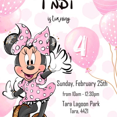 Minnie Mouse First Birthday Milestone Sign Editable Template Pink ...