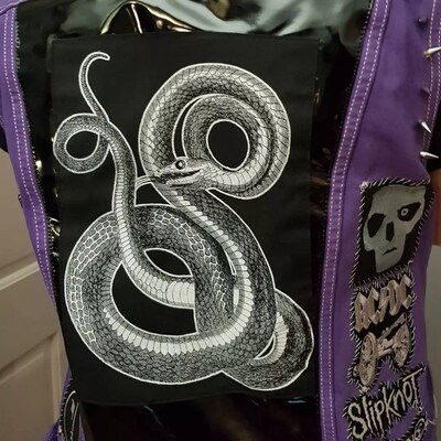 Snake Back Patch Serpent Large Patch, Slytherin, Punk Backpatch, Witchy ...