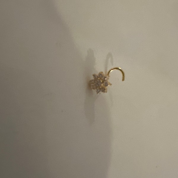 CZ Nose Stud L Shape Nose Stud 16 G Nose Screw Big Nose Stud Flower ...