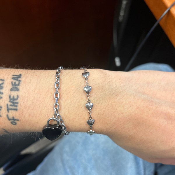 Mini Heart Silver Plated Stylish Chain Bracelet - Etsy
