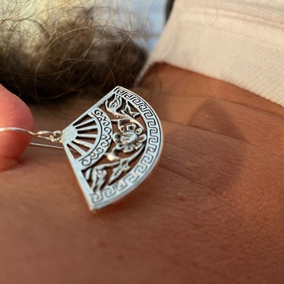 Filigree Half Moon Crescent Hematite Star Earrings/ Sterling Silver Ear ...