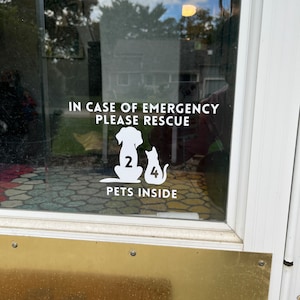 Emergency Pet Decal, Emergency Pet Rescue Window, Pets Inside Decal ...